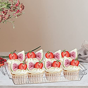 Lawei 10 Pack Plastic Dessert Cookie Platters, 12 x 8 Inch Reusable Food Serving Trays with Handles, Rectangular Serving Decorative Platter for Snack, Dessert Table, Wedding, Bathroom Vanity Table