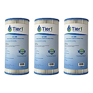 Tier1 20 Micron 10 Inch x 4.5 Inch | 3-Pack Resin Impregnated Pleated Cellulose Whole House Sediment Water Filter Replacement Cartridge | Compatible with Pentek S1-BB, W20CLHD, Home Water Filter