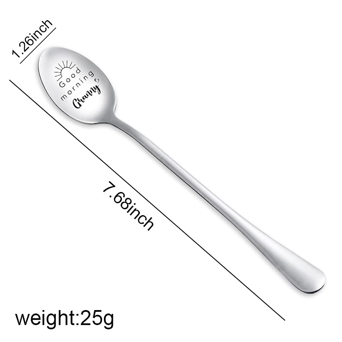 Granny Birthday Gifts for Grandma Spoon Gifts from Grandchildren, Good Morning Granny Spoon Gift for Nana Teaspoons Engraved Coffee Dessert Tea Lovers Spoons for Nanny Mothers Day Gifts