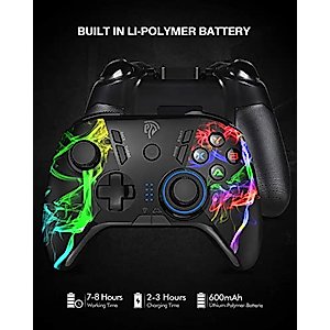 EasySMX Wireless PC Controller, Dual-Vibration Joystick Gamepad Computer Gaming Controller for PC Windows 7/8/10/11/12, Steam, PS3, Switch and Android- Black