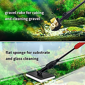 SVECKE Fish Tank Cleaning Tools, 6-in-1 Aquarium Cleaning Tools, Adjustable Fish Tank Cleaning Kit with Long Telescopic Handle, Multi-Function Aquarium Cleaning Kit for Saltwater Freshwater