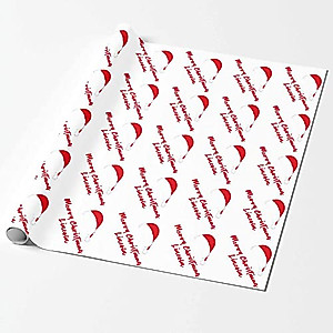 InterestPrint Personalized Name Wrapping Paper, Merry Christmas Hat White Custom Text Gift Wrapping Paper with Text for Teens Women Men Mom Dad Birthday Wedding Anniversary 58x23 5 Roll