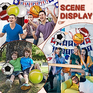 28 Pieces Sports Foil Balloon Set, Mylar Sports Balloons - 18 Inch Baseball Balloons Basketball Balloons Soccer Balloons Volleyball Balloons Sports Game Balloons for Birthday Sports Themed Party