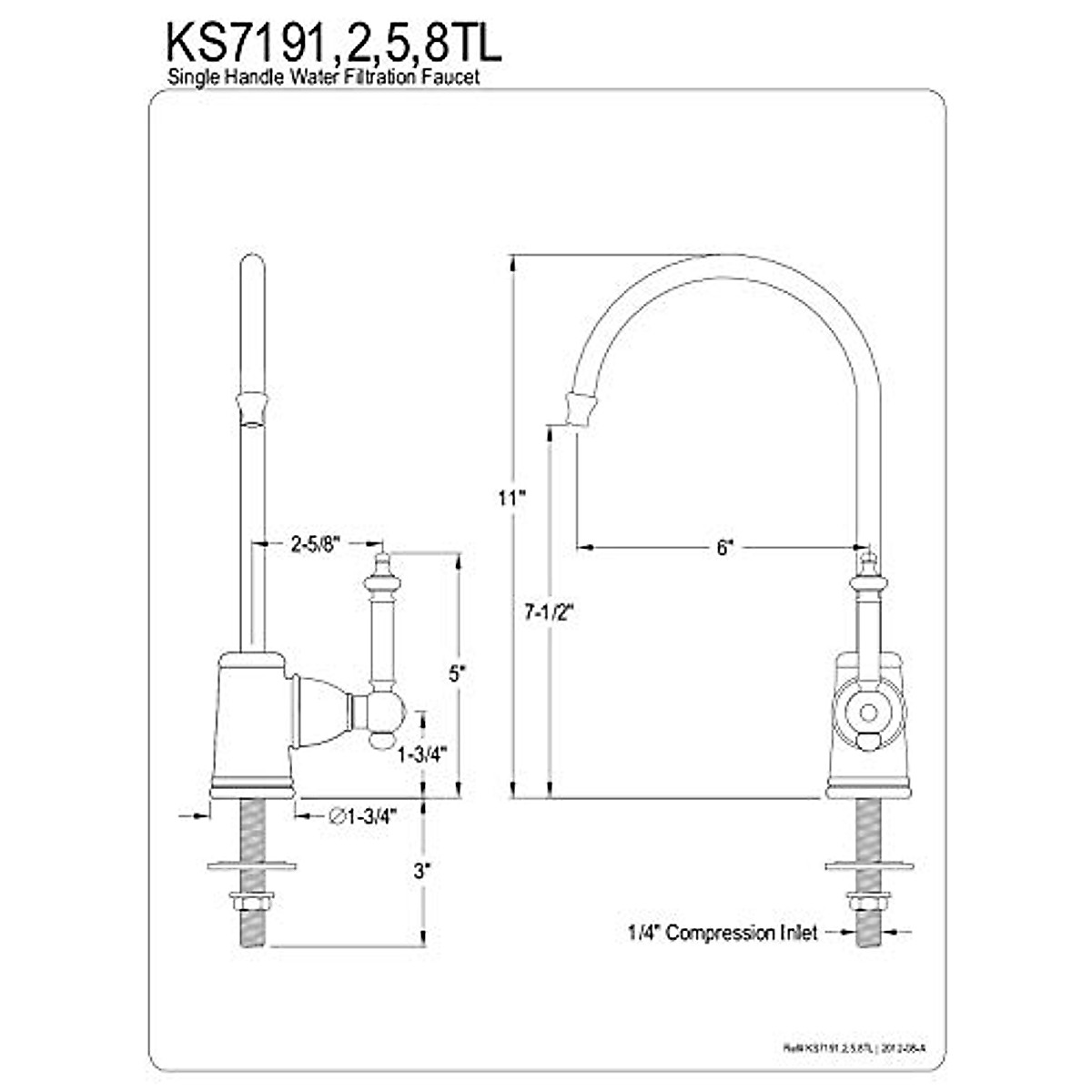 Kingston Brass Gourmetier KS7192TL Templeton Single Handle Water Filtration Faucet, Polished Brass 6-Inch spout reach
