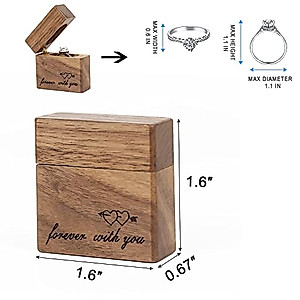 HMGF WOOD Wooden Engagement Ring Box Small Slim Flat Ring Case Wooden Ring Box