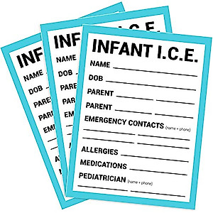 BlueApe ICE Infant Car Seats Medical Information Stickers - Emergency Stickers for Cars - Baby Monitor Car Accessories (Blue, 3 Pack)