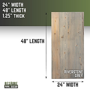 Restore by Pipe DÉCOR Solid Wood Office Desk Top, Reclaimed Ponderosa Pine Wood in Riverstone Grey, 48 in. x 24 in. x 1.25 in.