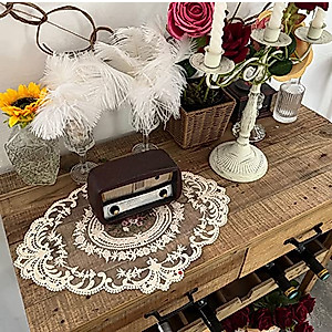 2PACK Retro French Style Lace Placemats Fashionable Embroidered Cup Mat vase mat 12”x16”,Beige