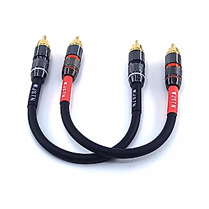 WJSTN-020 RCA to RCA Audio Cable, 1RCA Male to 1RCA Male Stereo Audio Cable Converter, Digital Stereo Audio Cable for subwoofer, Home Theater, high-Fidelity Audio-Double Shielding-2 Pack (6IN)