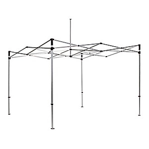 BannerBuzz Blank Canopy Tent with Carry Bag, Graphic with Hardware, 420 Denier Oxford Polyester Fabric, Pop Aluminum Frame for Easy Installation, Velcro Topper Attachment (20' x 10', White)