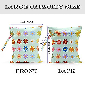 zcyxuuw Wet Bag, Wet Dry Bag, Wet Bag for Swimsuit, Travel, Beach, Pool, Diapers, Dirty Yoga Gym Clothes, Toiletries, Makeup Bag, Waterproof Reusable Cute Daisy Floral Flower