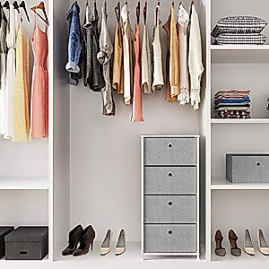 SONGMICS 3-Tier Closet Drawer, 31.5 x 11.8 x 24.8 Inches, Light Gray and White ULTS23W & 4-Tier Dresser Units Storage Cabinet with 4 Easy Pull Fabric Drawers, 17.7", Light Gray
