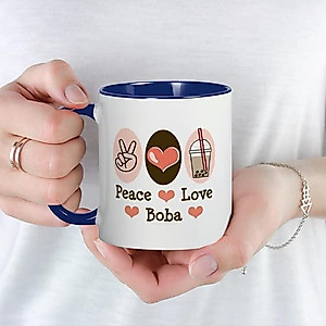 CafePress Peace Love Boba Bubble Tea Mug Ceramic Coffee Mug, Tea Cup 11 oz