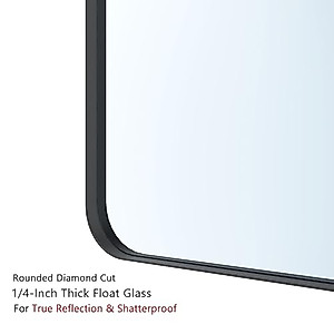 VocalStar 65" x 22" Full Length Mirror, Modern Farmhouse Black Metal Framed Full Body Mirror for Living Roome, Bathroom, Thicken 1/4-inch Glass | Ultra-Flush Hanging