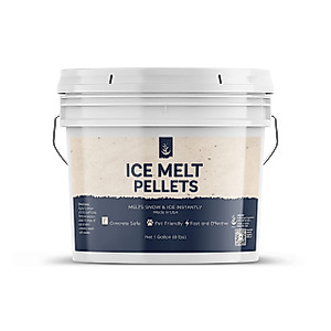 PURE ORIGINAL INGREDIENTS Ice Melt Pellets (1 Gallon) Fast-Acting & Powerful, Safe on Concrete, Asphalt & Wood, Non-Corrosive