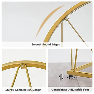 HOOBRO Coffee Table, Gold Glass Coffee Table for Living Room, 27.6" Round Coffee Table, 1 Layer Center Table, Metal Frame, Hexagonal Design, for Small Space, Reception Room, Apartment, Golden GD70KF01