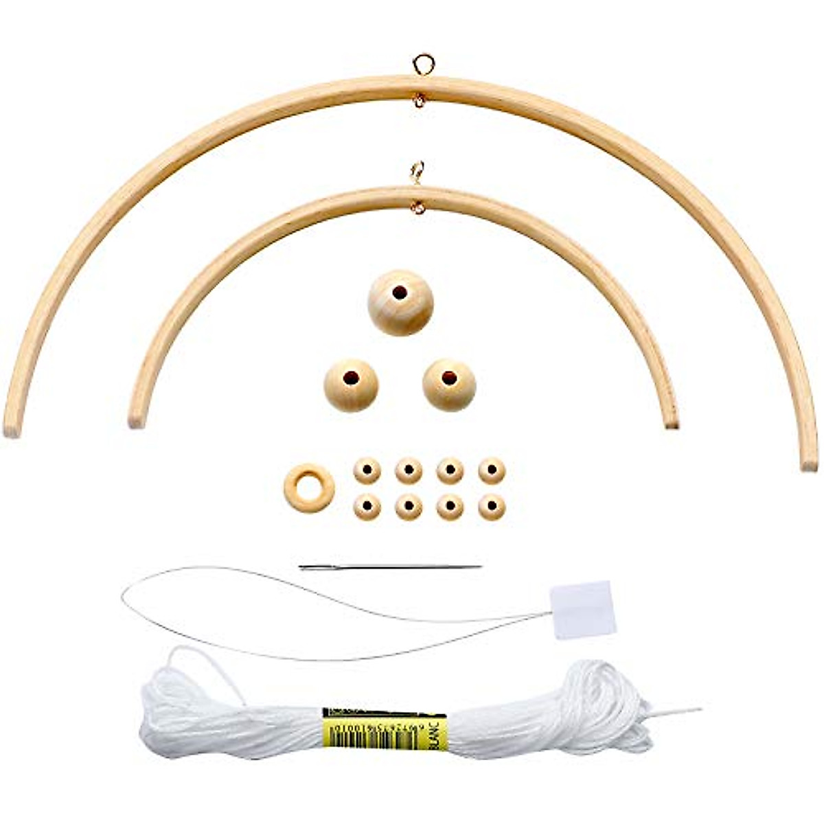 Nursery Mobile Crib Bed Bell Ceiling Wooden Wind Chime Hanging DIY Wooden Frame Ornaments Handmade Kit for Infant Toys Nursing Accessories Nurse Charms (Semi-Circular)