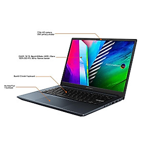 ASUS VivoBook Pro 14 OLED Slim Laptop, 14” WQXGA+ 16:10 OLED Display, AMD Ryzen 7 5800H CPU, NVIDIA GeForce RTX 3050, 16GB RAM, 1TB SSD, Windows 11 Pro, Quiet Blue, M3401QC-EB74