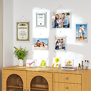 AITEE 11x14 Acrylic Picture Frames 2 Pack, Clear Desk Picture Frames with Stand, Modern Frameless Floating Frames Lucite Transparent Square Cubes Frame for Wall & Desktop Display Gift for Home Office