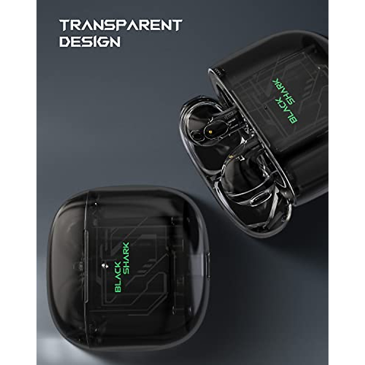 Black Shark Bluetooth Earbuds with 2 Mics Call Noise Canceling, Wireless Earbuds with 24H Playtime for Sport and Work, One-Step Pairing & Smart Touch Control, IPX5 Waterproof, in-Ear Stereo