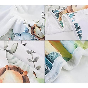 Popfavors, Yuzioey Safari Baby Monthly Milestone Blanket, Jungle Animals Baby Month Blanket , Baby Boy Blanket Growth Chart Nursery Decor, Includes Marker, White, 50Inx40In