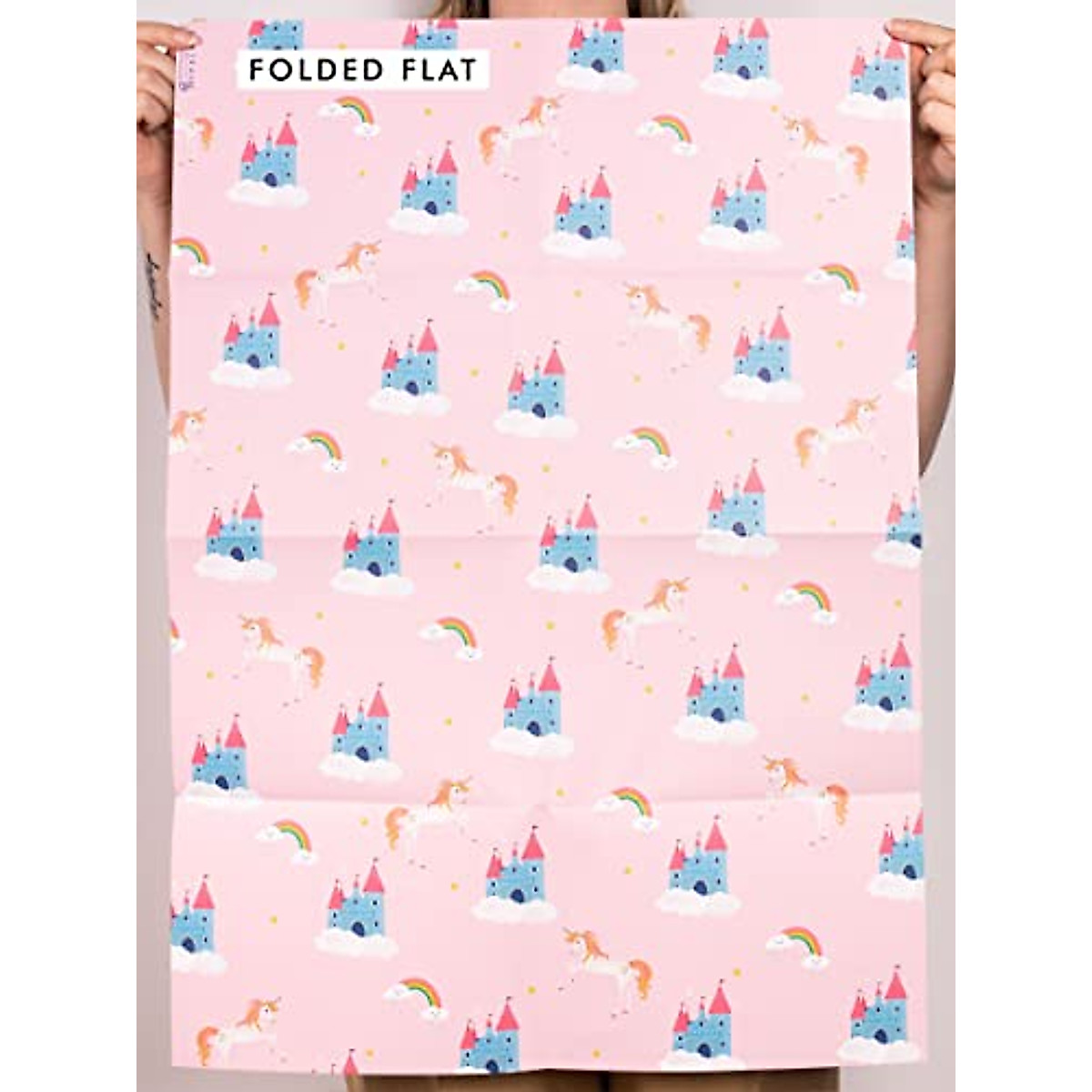 CENTRAL 23 Birthday Wrapping Paper - (x6) Pink Gift Wrap Sheets for Girls - Unicorn & Rainbow - New Baby - Magical Princess Giftwrap - Recyclable