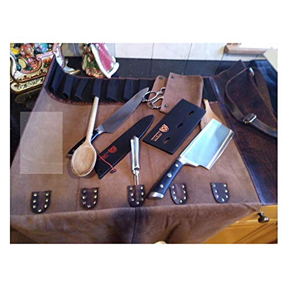 Leather Knife Roll | Leather Knife Case | Leather Knife Roll for Chef | Chef Knife Roll | Leather Knife Roll Bag | Kitchen Knife Case (Brown)