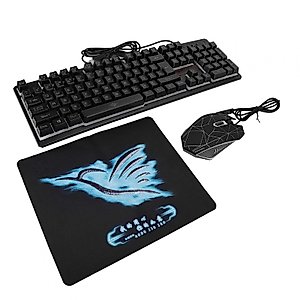 Zyyini Gaming Keyboard and Mouse Mice Pad Set, 19 Keys Three-Colour Backlit Gaming Keyboard,75 Degree Bevel Base,Four DPI 800/1200/1600/2000 Adjustable Mice,for PC Office Gaming Keypad