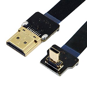 JSER CYFPV 90 Degree Up Angled FPV Micro HDMI Male to HDMI Male Flat Cable 50cm Compatible for FPV HDTV Multicopter Aerial Photography Support 1080p 60hz