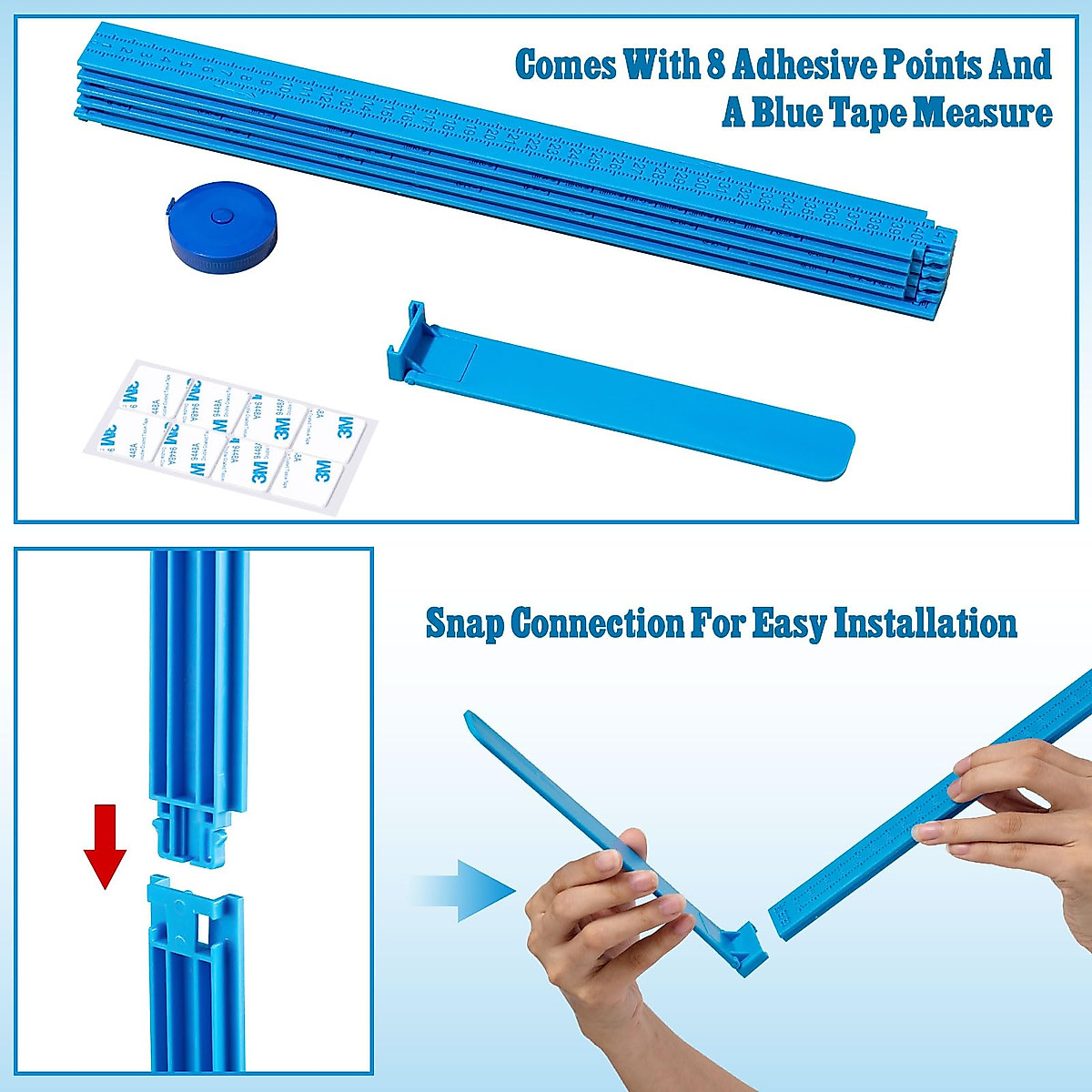 Kanayu Height Chart for Kids, 3D Removable Growth Chart with Body Measuring Tape, Height Measurement for Walls, Splicing Height Ruler Measurement for Kids and Nursery School Room Decoration (Blue)