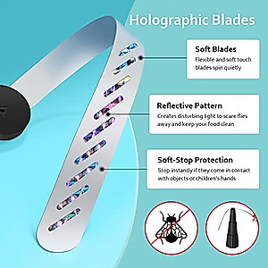 Fly Fans for Tables, Fly Repellent Outdoor Indoor Keep Flies Away, Table Top Fly Fan Fly Spinner with Holographic Blades for Picnic Patio Home, 4 Pack