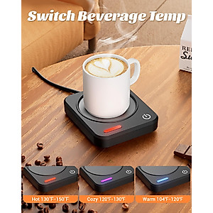 HouseSapp Coffee Mug Warmer for Desk - Candle Wax Plate, Coffee Cup Accessories with 4hrs Auto Shut Off for Milk Tea Water (Black)