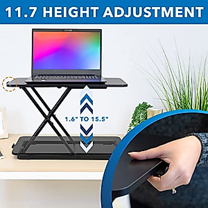 Mount-It! Standing Keyboard Tray, Adjustable Height Keyboard Riser for Desktop, Ergonomic Sit Stand Key Board and Mouse Platform, Ergonomic Lifter for Keyboard and Laptops 23.6 x 11.8 Inch