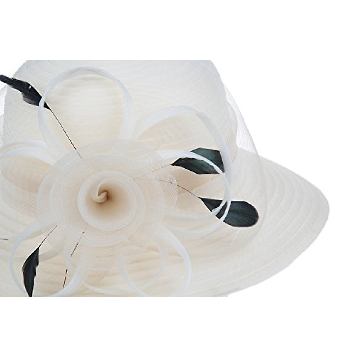 DANTIYA Lady Derby Dress Church Bow Bucket Wedding Bowler Hats Wide Brim Beach UPF Protection Cap (Beige, Free)