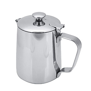 Stainless Steel Milk Frothing Pitcher, Baristas Tools Cup with Lid Espresso Coffee Milk Frothing Jug Latte Art(350ml)