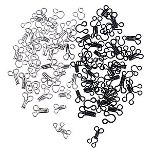 50 Set Sewing Hooks and Eyes Closure for Bra and Clothing, 3 Sizes (Silver and Black)