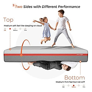 Sweetnight Twin Mattress, 10 Inch Cooling Gel Memory Foam Mattress in a Box, Foam Mattress with Flippable Design for Comfortable Sleep & Support, Plush, Clarity,Gray/white