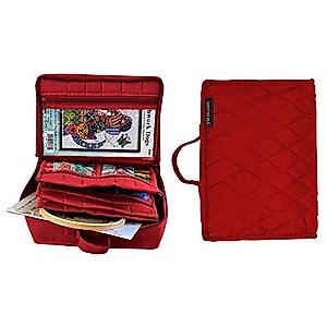 Yazzii Original Craft Organizer Tote Bag - Portable Storage Bag Organizer - Multipurpose Storage Organizer for Crafts, Cosmetics & Jewelry. Red