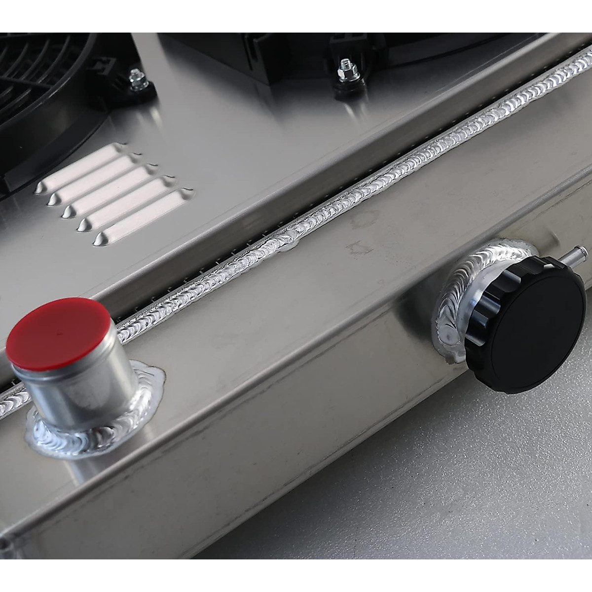 RadRace CC433 Aluminum Radiator For 1966-1979 Ford F100 F150 F250 F350 Bronco Truck V8 AT MT Radiador 3 Row Core Radiators Shroud Fan Relay