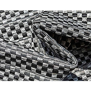 Unique Loom Outdoor Border Collection Area Rug - Checkered (9' x 12' Rectangle, Gray/ Black)