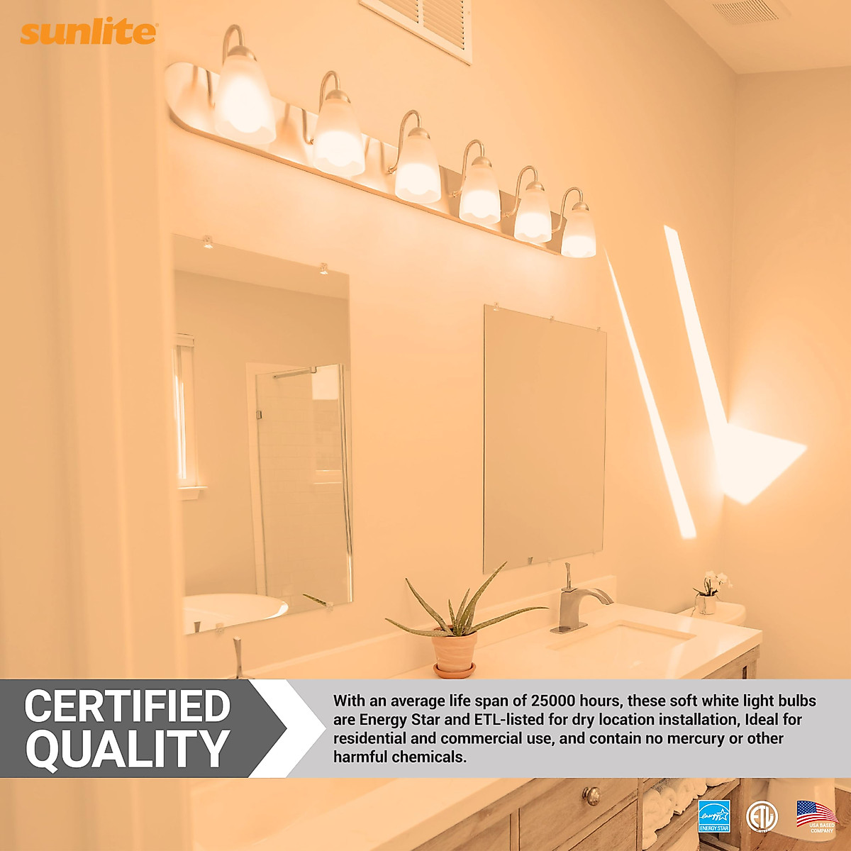 Sunlite 40295 LED G16.5 Globe Light Bulb, 5 Watts (40W Equivalent), 350 Lumens, 2700K Soft White, Dimmable, Candelabra E12 Base, Short Bulbs, Vanity Bulbs, Energy Star Listed, Frosted, 3 Count