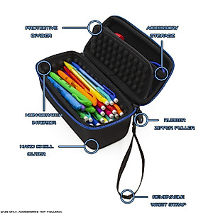 CASEMATIX Pencil Case and Protective Pencil Pouch with Removable Wrist Strap - Large Pencil Bag for 50+ Pens, Pencils and Markers with Padded Divider, Netted Accessory Storage and More - Case Only