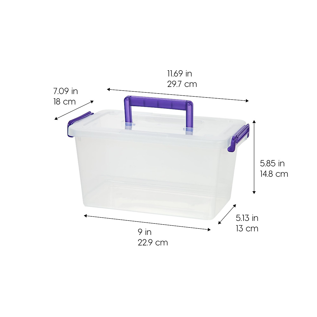 IRIS USA Plastic Storage Bins with Lids 5.4 Qt. Craft Organizers and Storage with Handle, Art Supply Storage Organizer, Arts and Crafts Organizer, Stackable and Secure Latch, Clear/Violet - 6 Pack