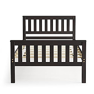 Giantex Twin Bed Frame, Wood Platform Bed with Headboard, 12 Inch Sturdy Bed Base Wood Slat Support Mattress Foundation No Box Spring Needed Easy Assembly