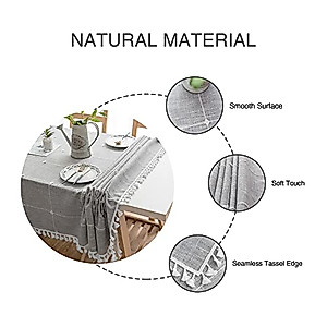 Oubonun Rustic Lattice Tablecloth (55"x70") Cotton Linen Grey Rectangle Table Cloths for Kitchen Dining, Party, Holiday, Christmas, Buffet