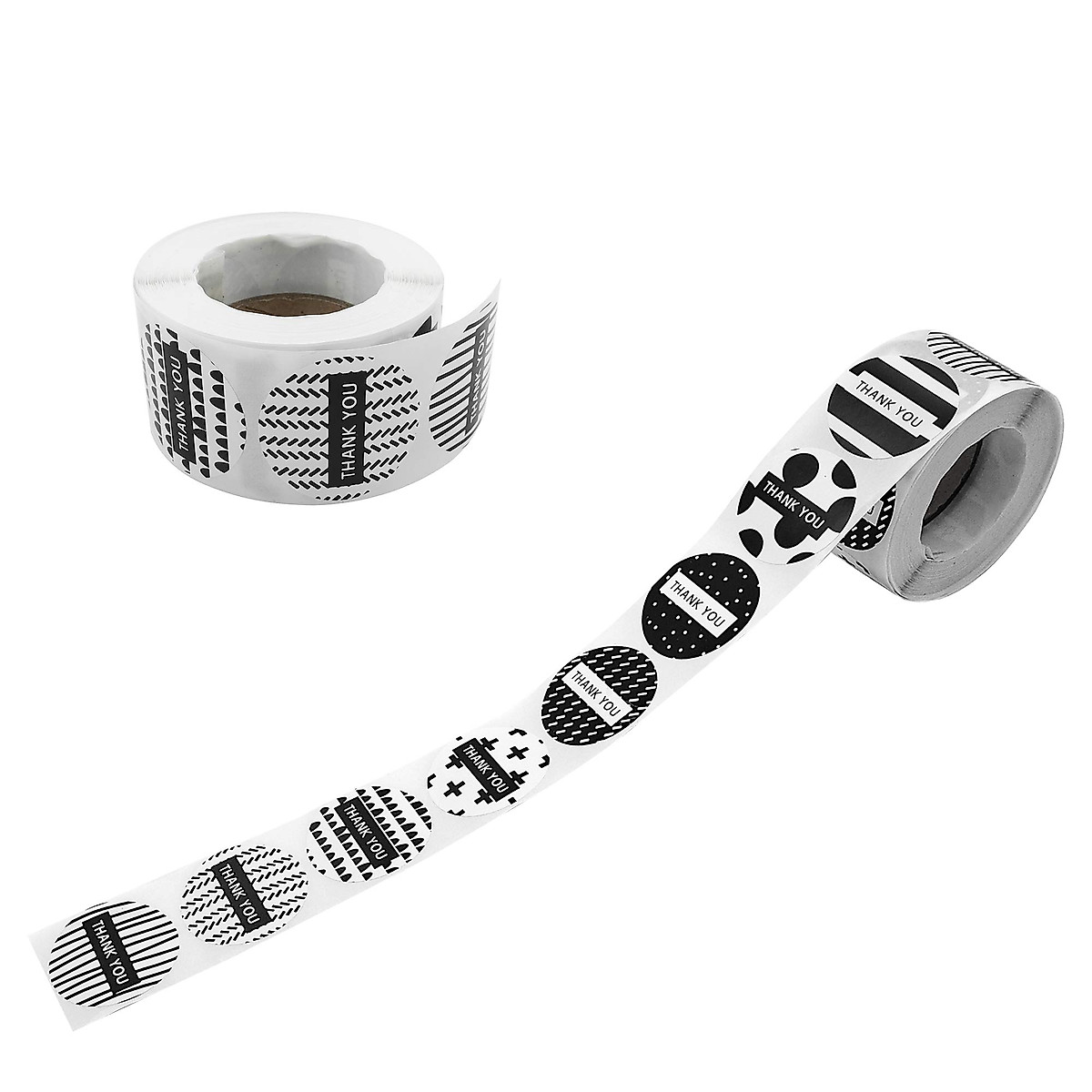 POTTIIS 500PCS 1.5 inch Black and White Patterned Thank You Stickers,8 Different Design Thank You Designs for Business Packaging,Thank You Labels for Gifts Bags,Boxes and Envelope Sealing