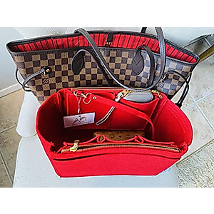 AlgorithmBags designed for LV Neverfull GM Purse Organizer Insert with Zippers Luxury Bag Shaper Liner (Cherry)