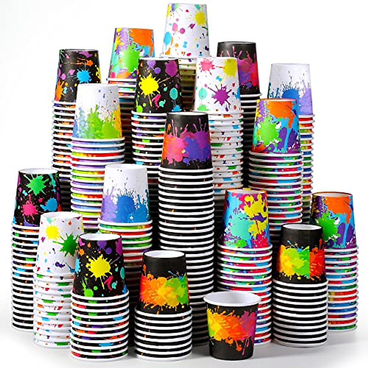 500 Pack 2 oz Paper Cups, Mini Mouthwash Cups, Disposable Bathroom Cups, Small Paper Drinking Cups Espresso Cups for Home Office Travel Picnic Party Supplies (Artist Paint)