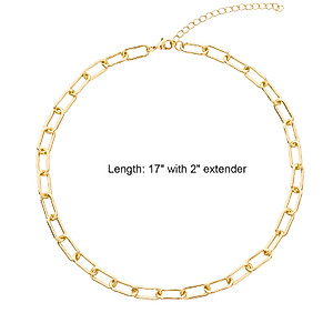 BaubleStar Link Layered Collar Necklace Gold Layering Paperclip Chain Herringbone Snake Choker Statement Fashion Jewelry for Women