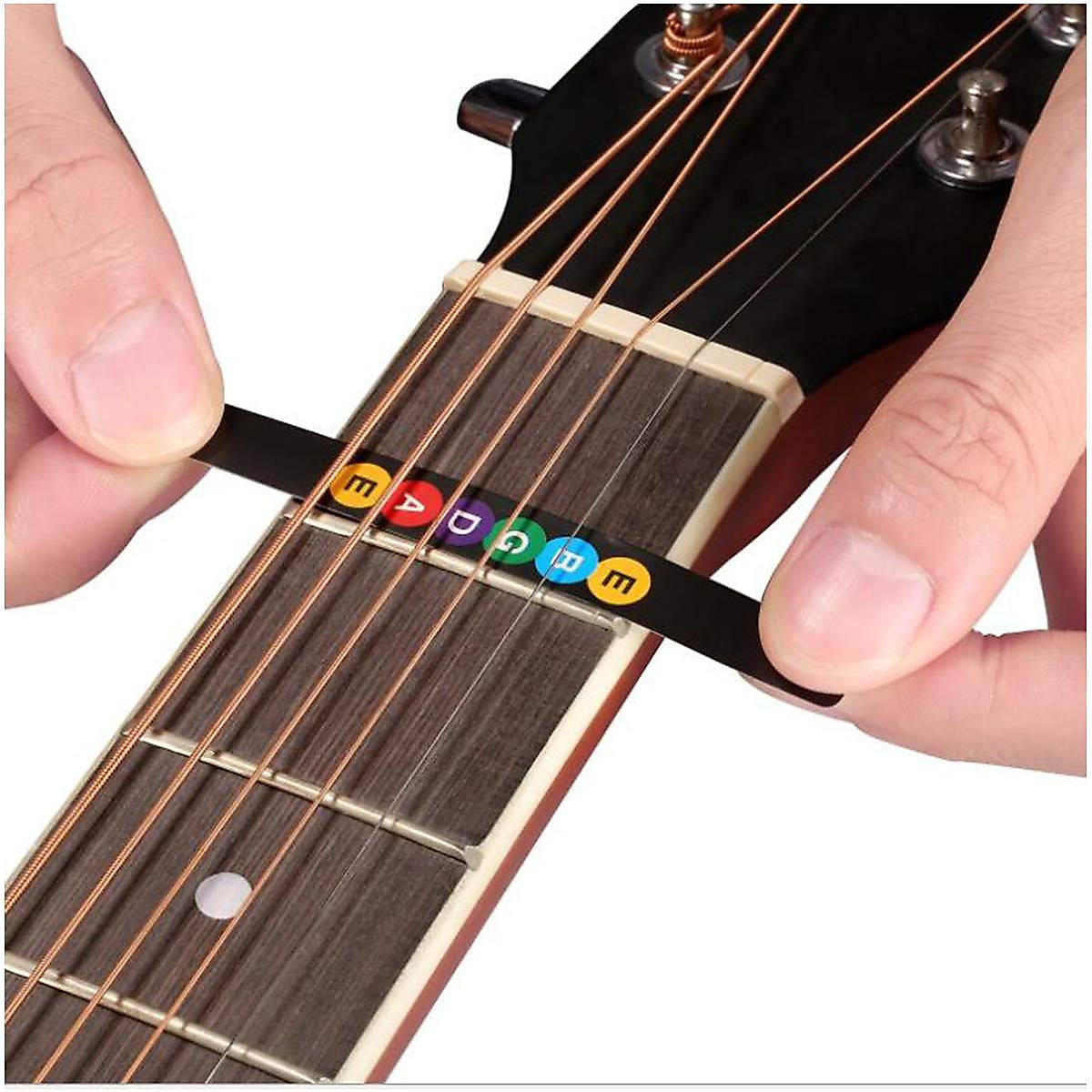 LGEGE Guitar Fretboard Stickers Decals, Black Color Coded Note Fingerboard Frets Map Sticker for Beginner Learner for 6 Strings Acoustic Guitar or Electric Guitar (2pcs)